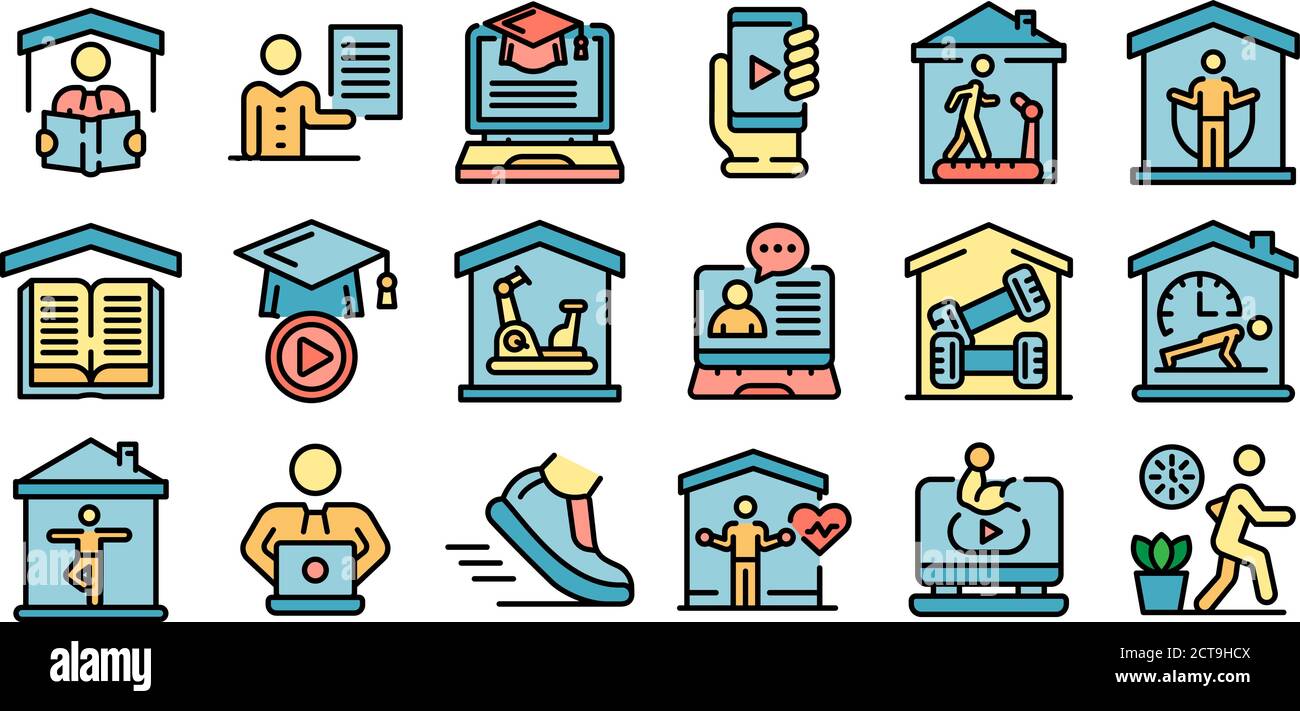 Home training icons set vector flat Stock Vector Image & Art - Alamy