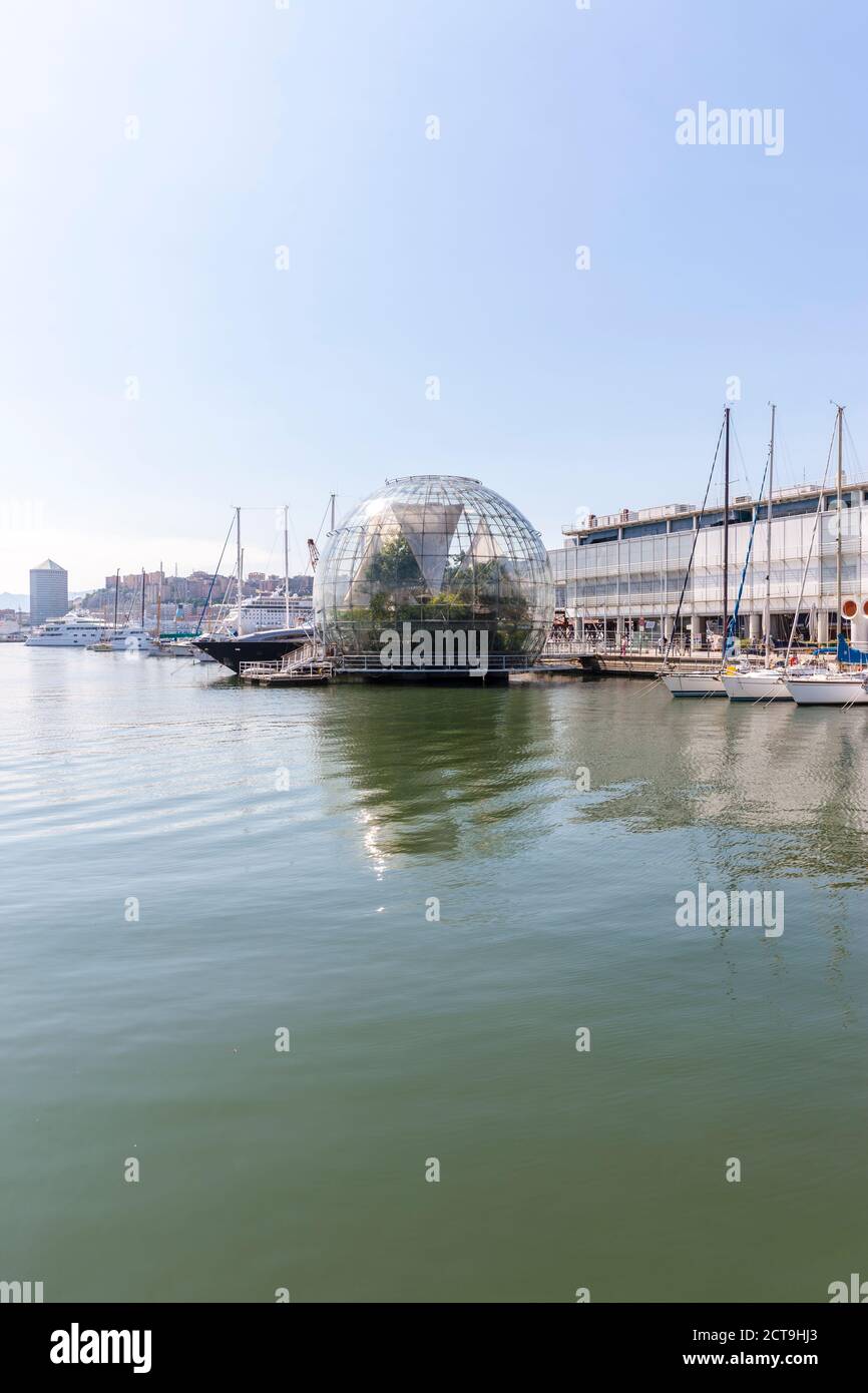 Italy, Genoa, Glass sphere La Biosfera at Porto Antico Stock Photo - Alamy