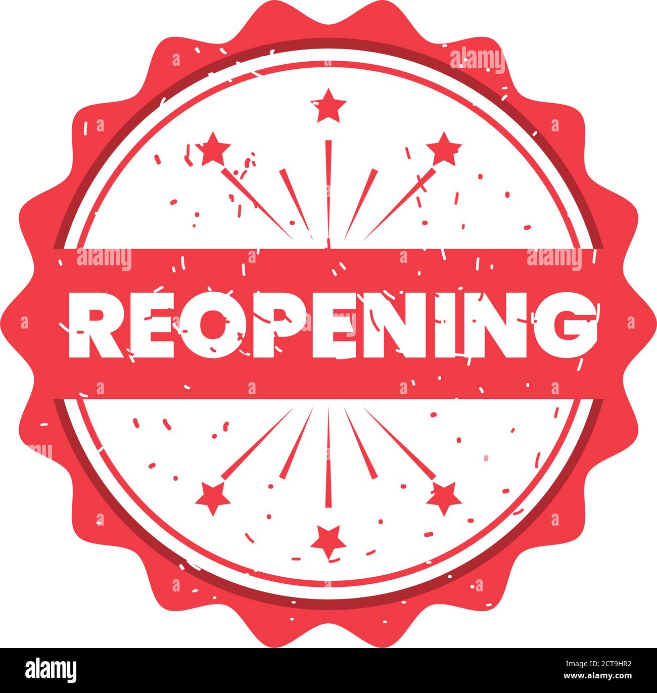 reopening in seal stamp detailed style icon design of shopping and ...