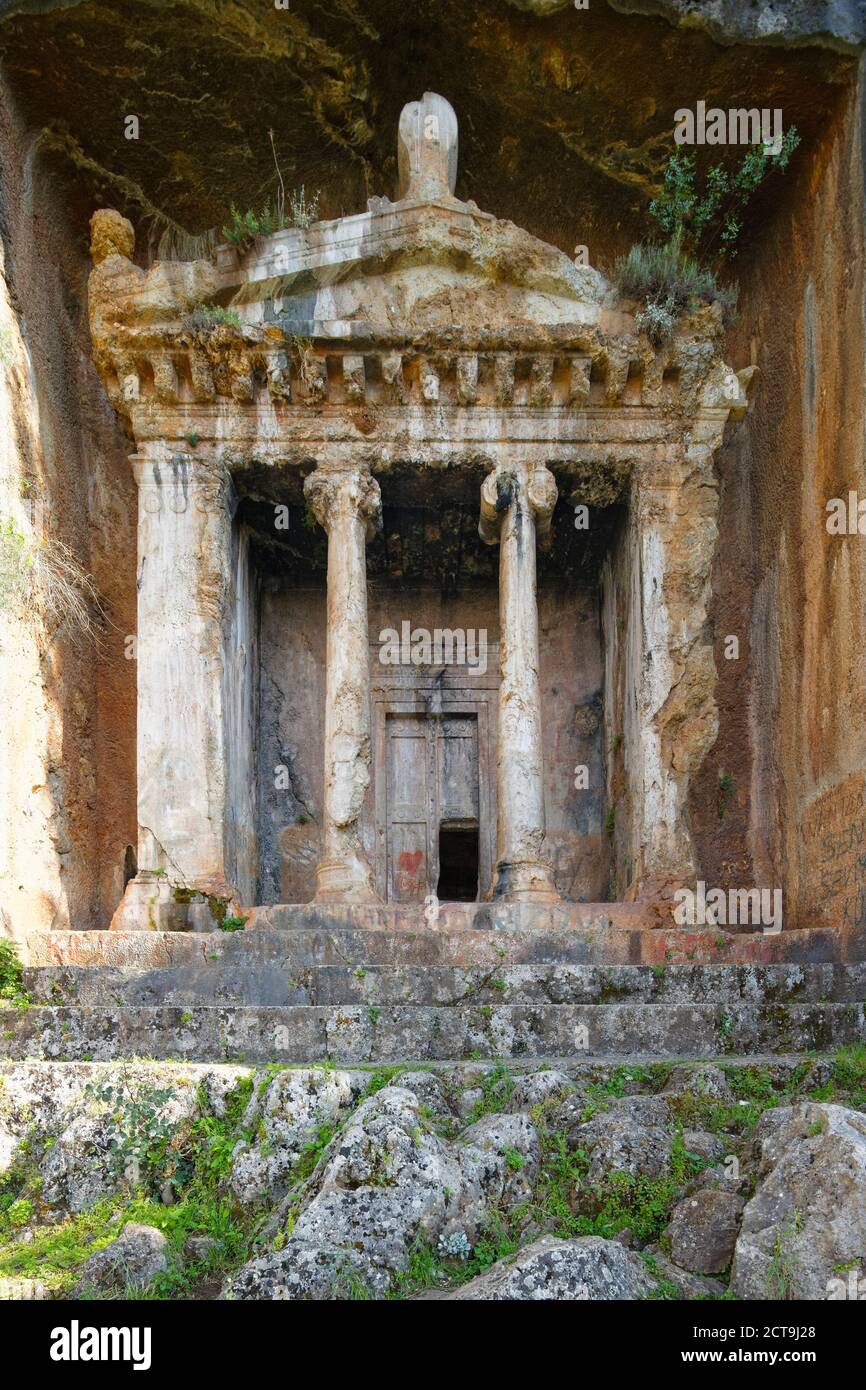 Turkey, Fethiye, View of Lycian Rock Tomb of Amyntas Stock Photo - Alamy