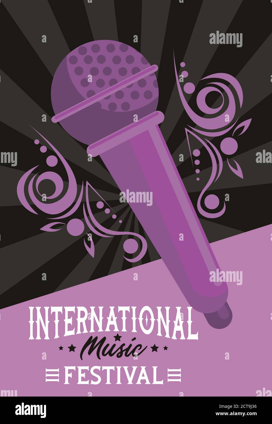 international music festival poster with microphone in purple ...