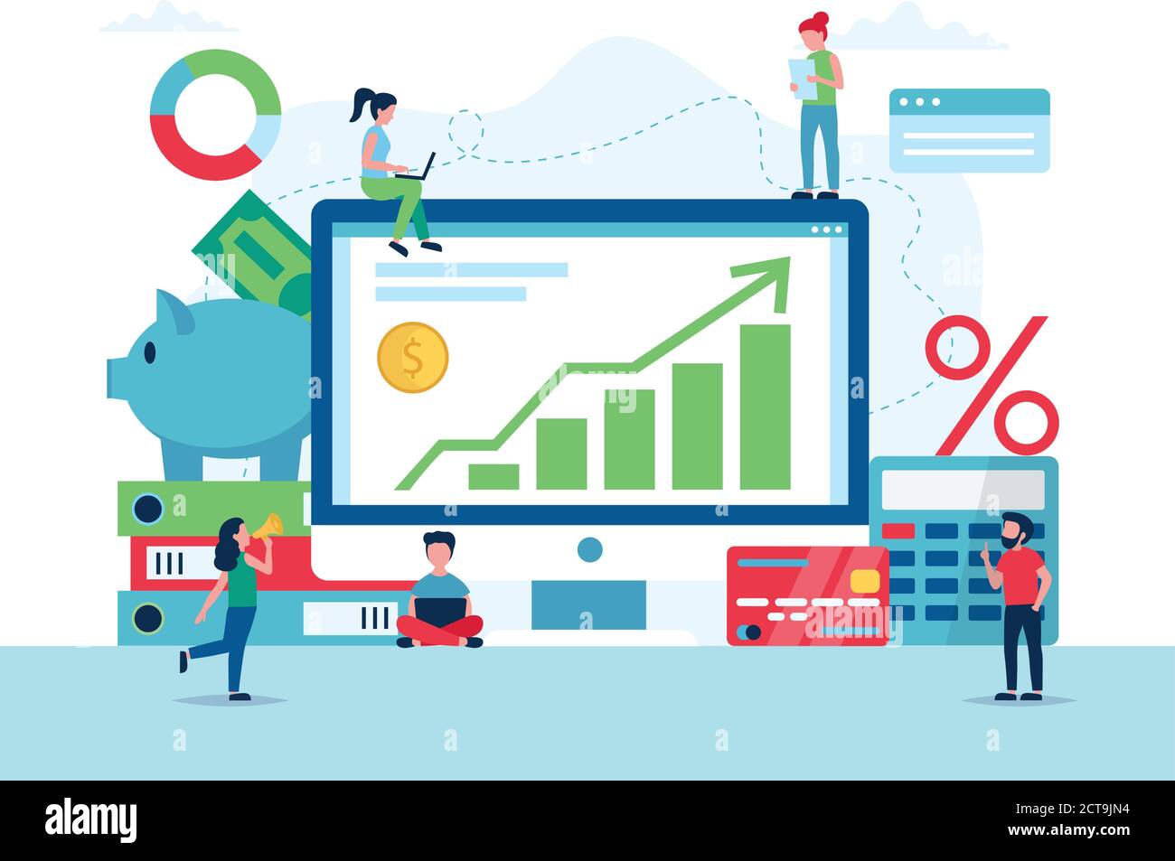 Economic recovery concept, stock market graph going up, financial ...
