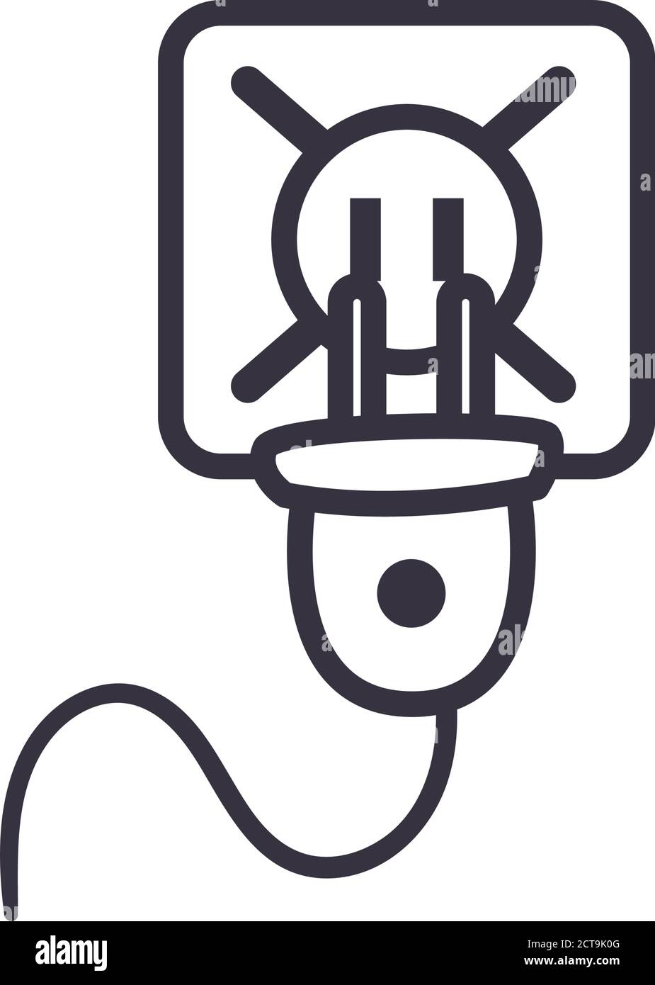 Plug and power outlet line style icon design, Electrical technology and ...