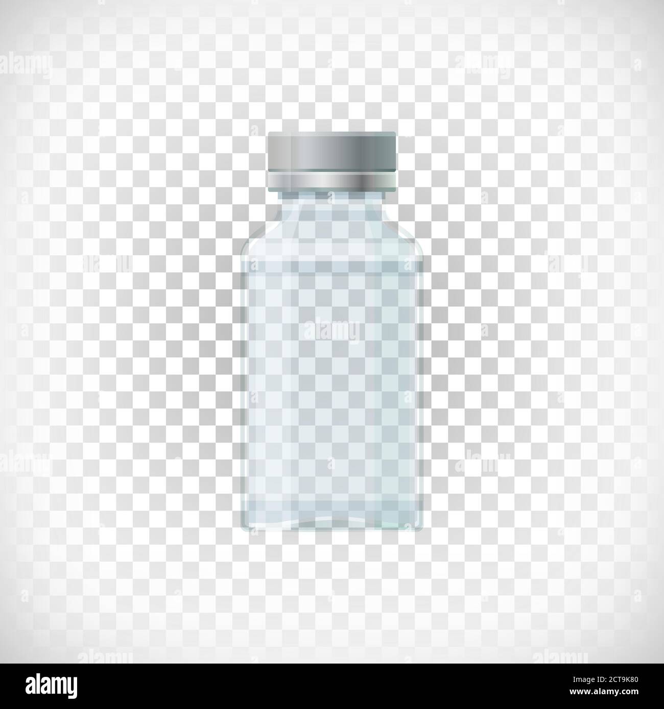 Transparent empty medical bottle icon. Glass container for powder, pils ...