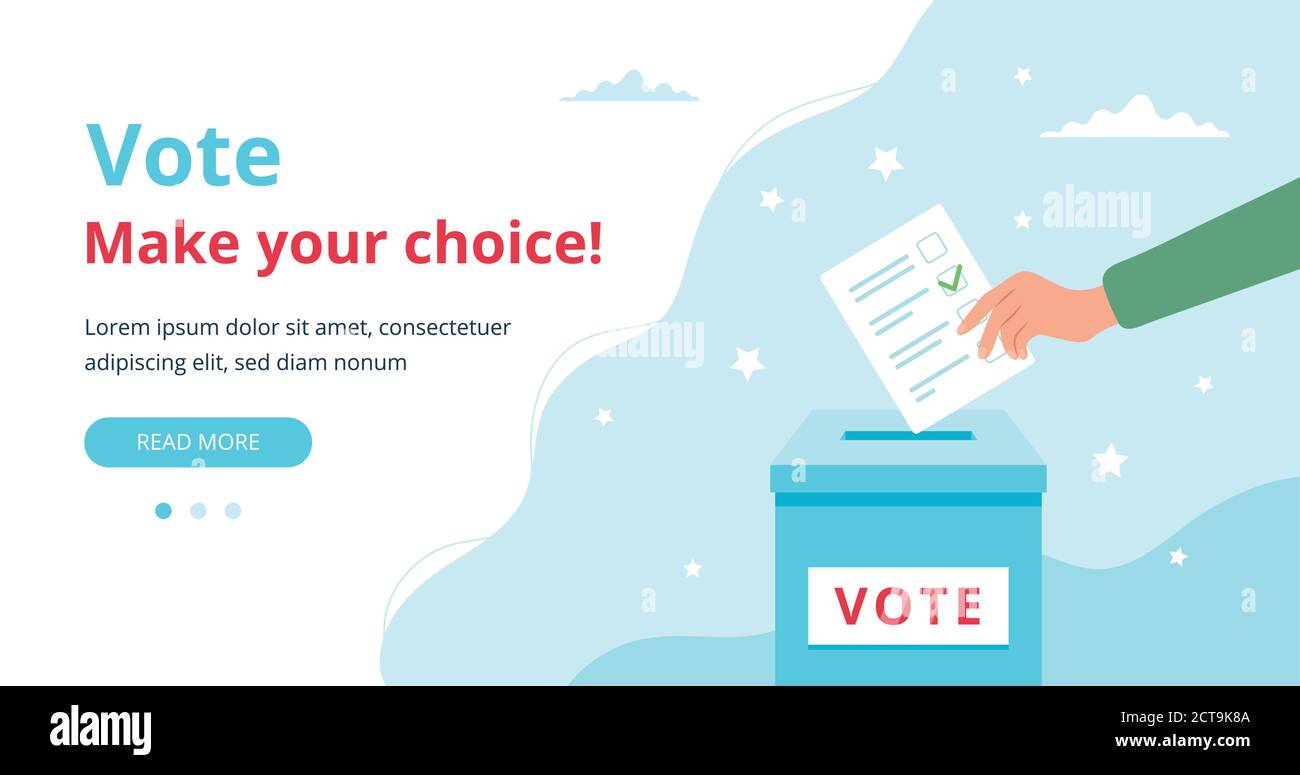 A hand putting a vote into the box. Voting web page concept Stock ...