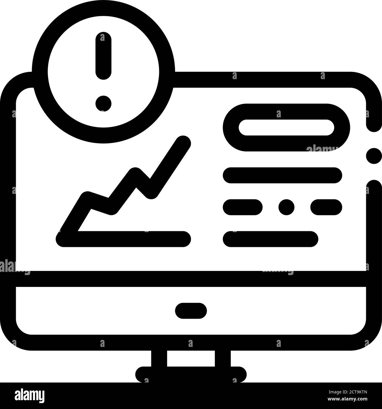 analytics infographic on computer screen icon vector outline ...