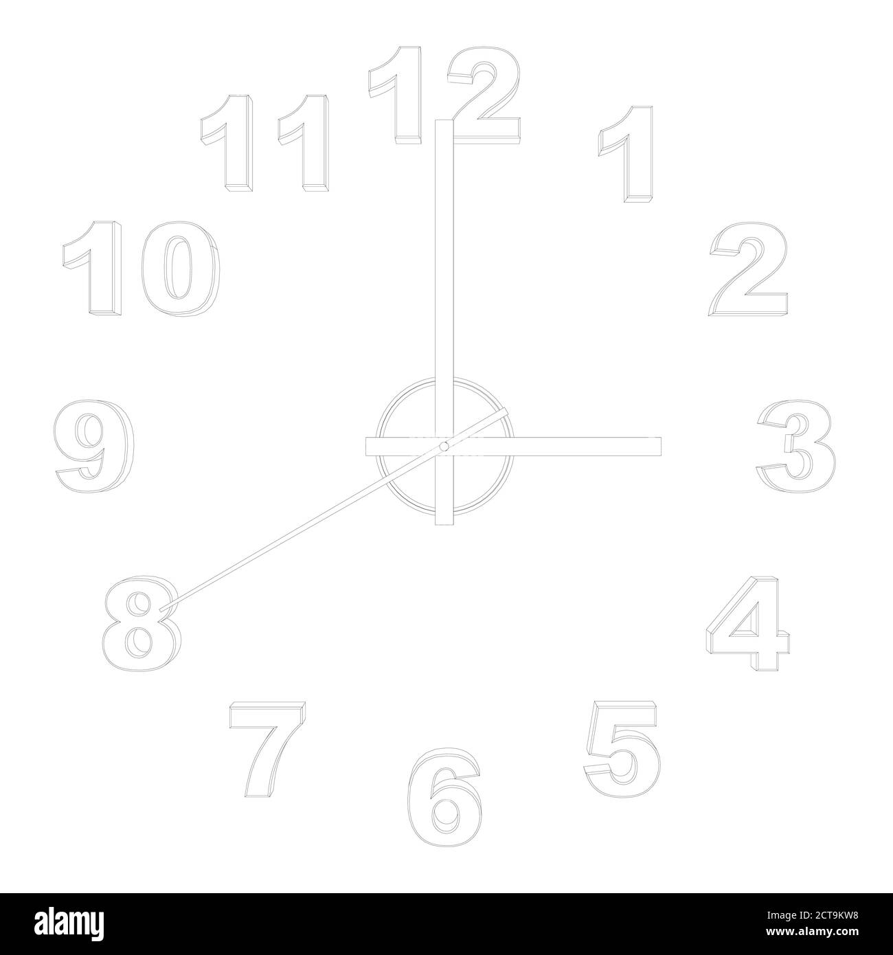 Outline of a watch without a case isolated on a white background. Front ...