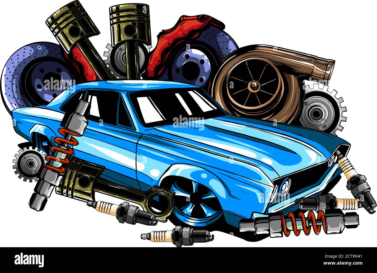 Vector illustration of Car Spares Frame and parts Stock Vector Image ...