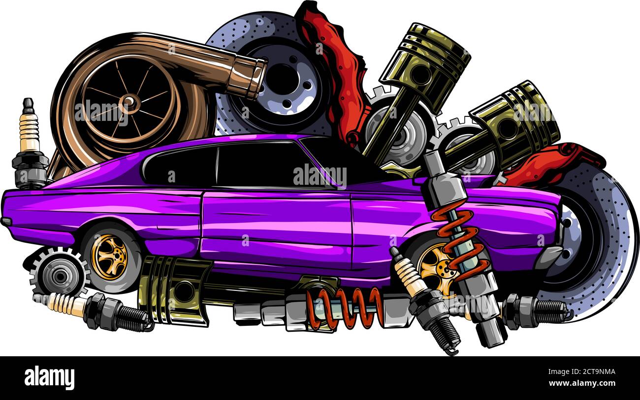 Vector illustration of Car Spares Frame and parts Stock Vector Image ...