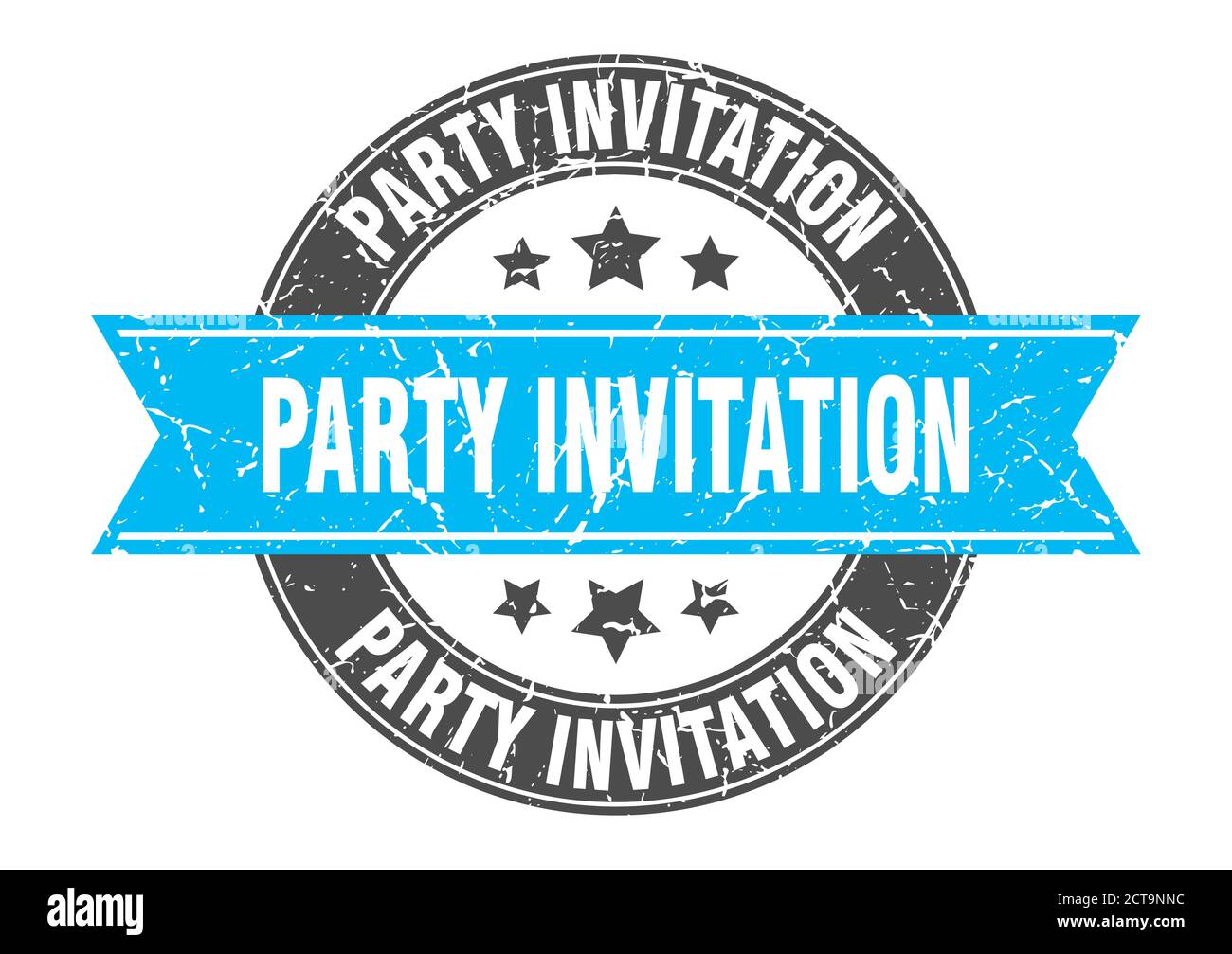 party invitation round stamp with ribbon. sign. label Stock Vector ...