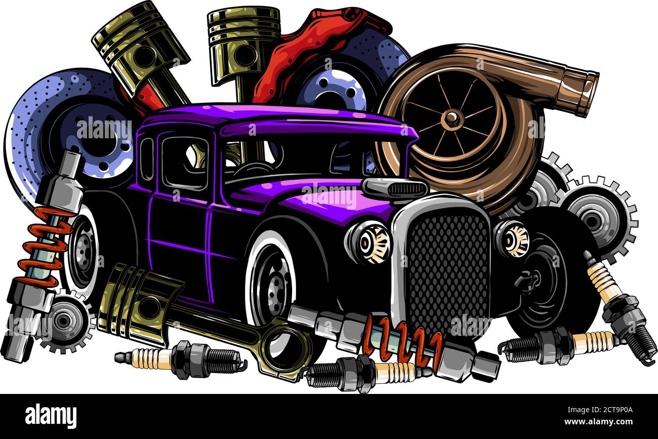 Vector illustration of Car Spares Frame and parts Stock Vector Image ...