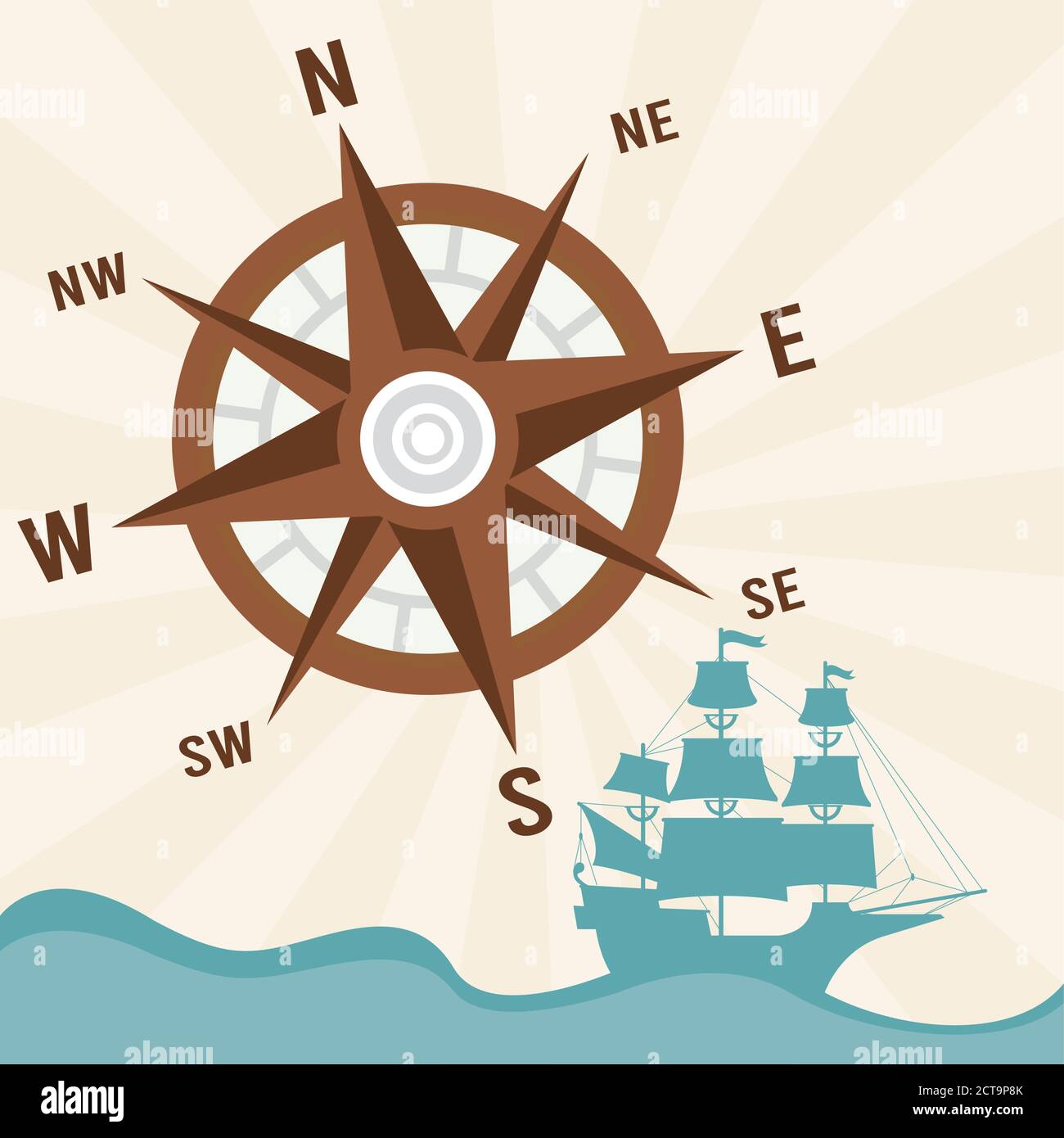 happy columbus day celebration with ship and compass vector ...