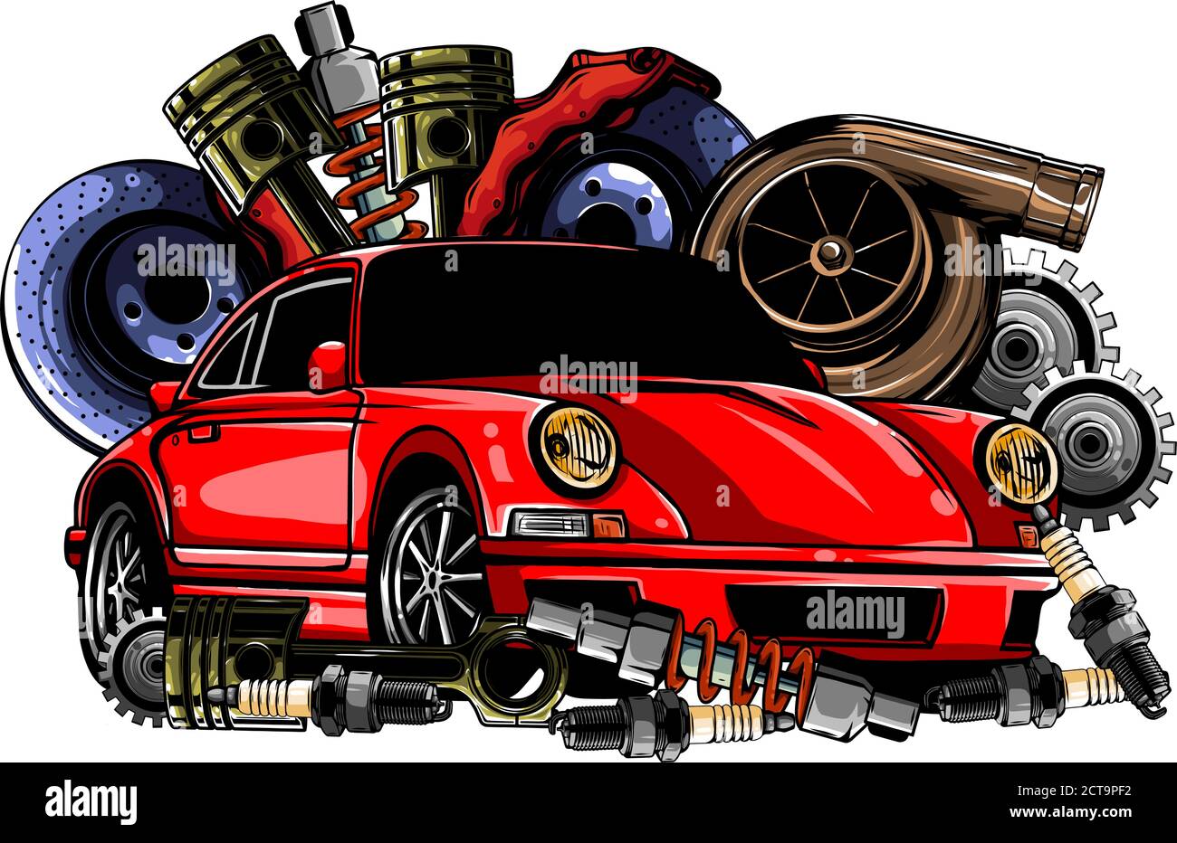 Vector illustration of Car Spares Frame and parts Stock Vector Image ...