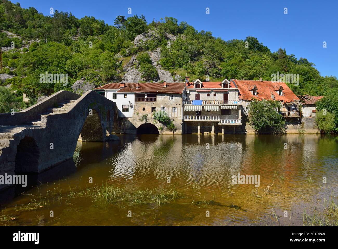 Montenegro, Crna Gora, bridge at Rijeka Crnojevica, Skadar Lake ...