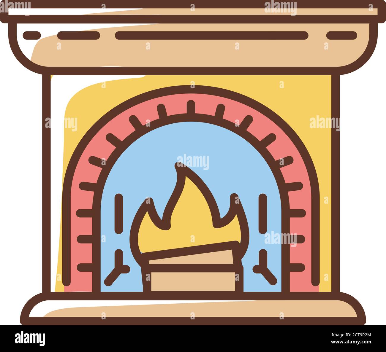 Wood burning fireplace RGB color icon Stock Vector Image & Art - Alamy