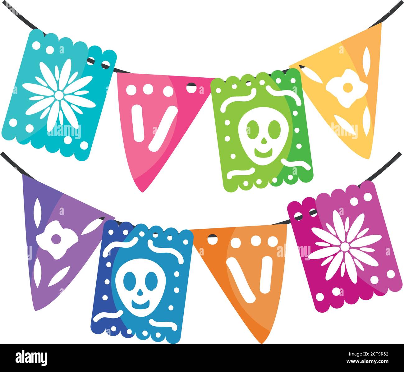 Mexican banner pennant detailed style icon design, Mexico culture theme ...