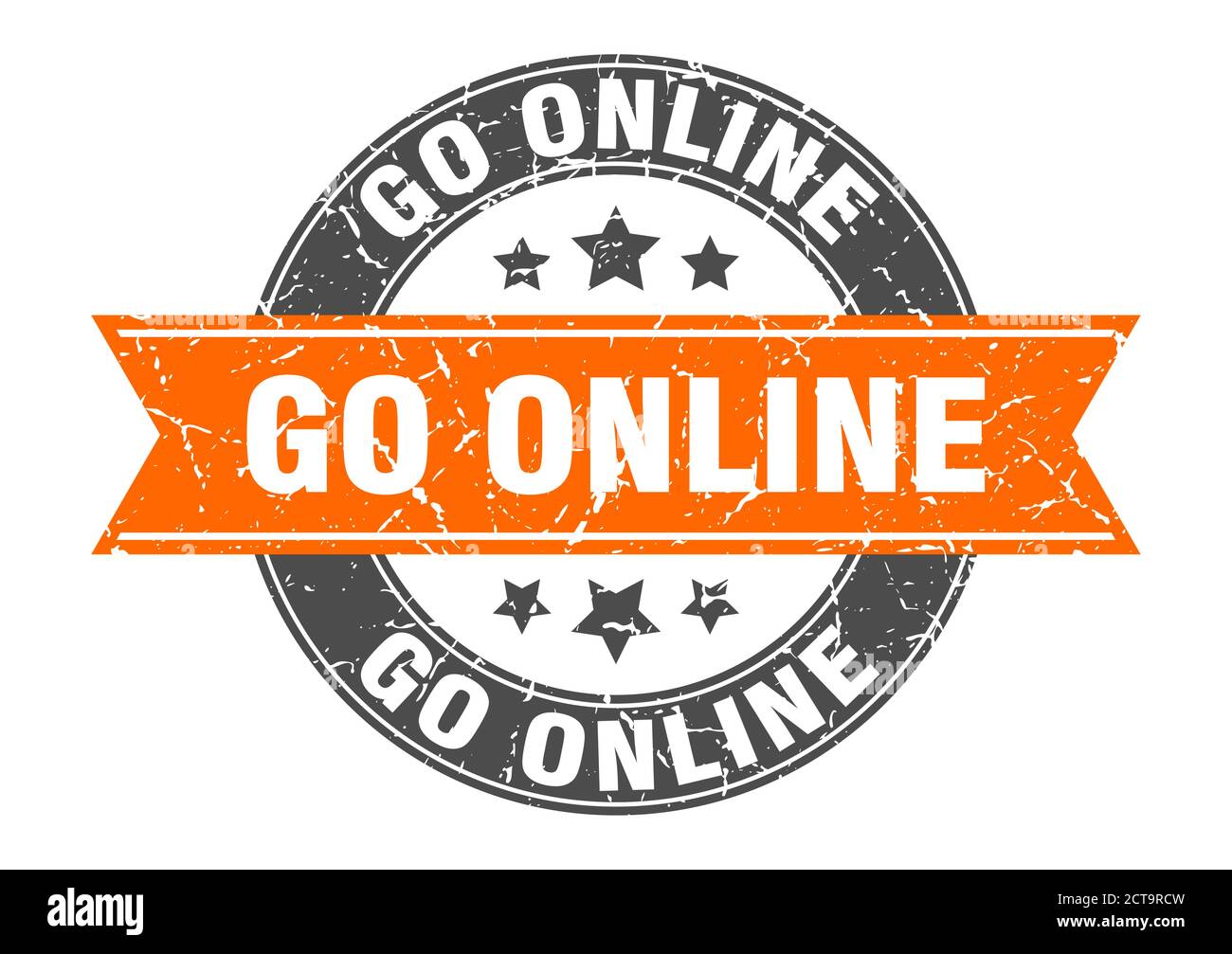 go online round stamp with ribbon. sign. label Stock Vector Image & Art ...