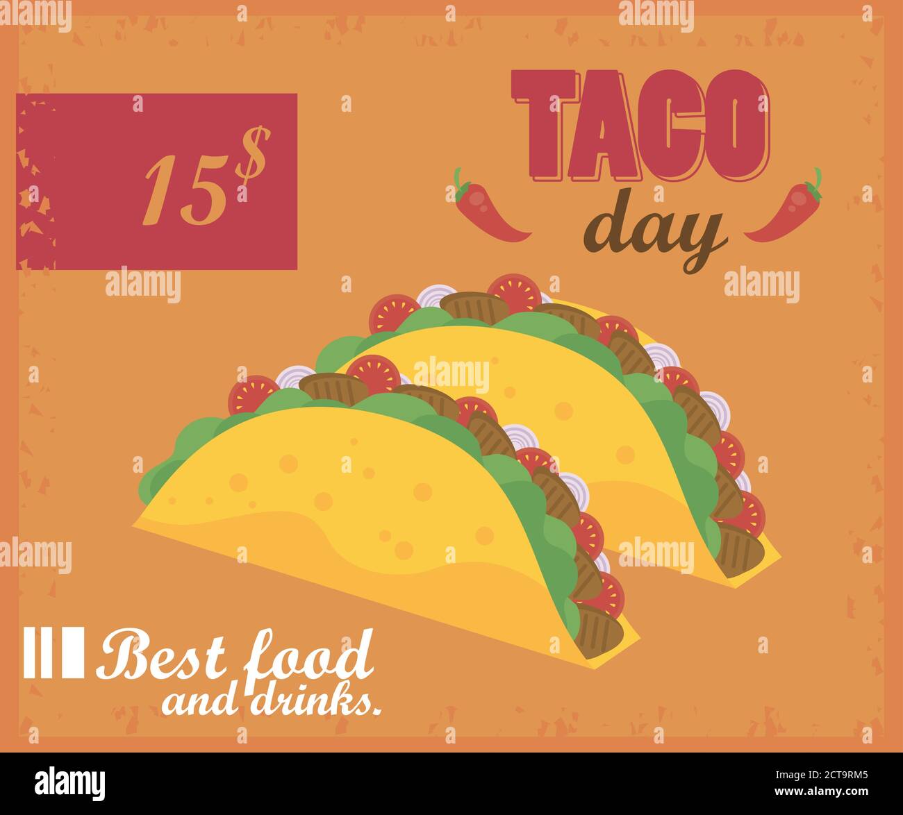 taco day celebration mexican poster with tacos and price vector ...