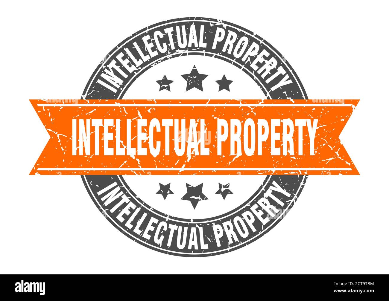 intellectual property round stamp with ribbon. sign. label Stock Vector ...