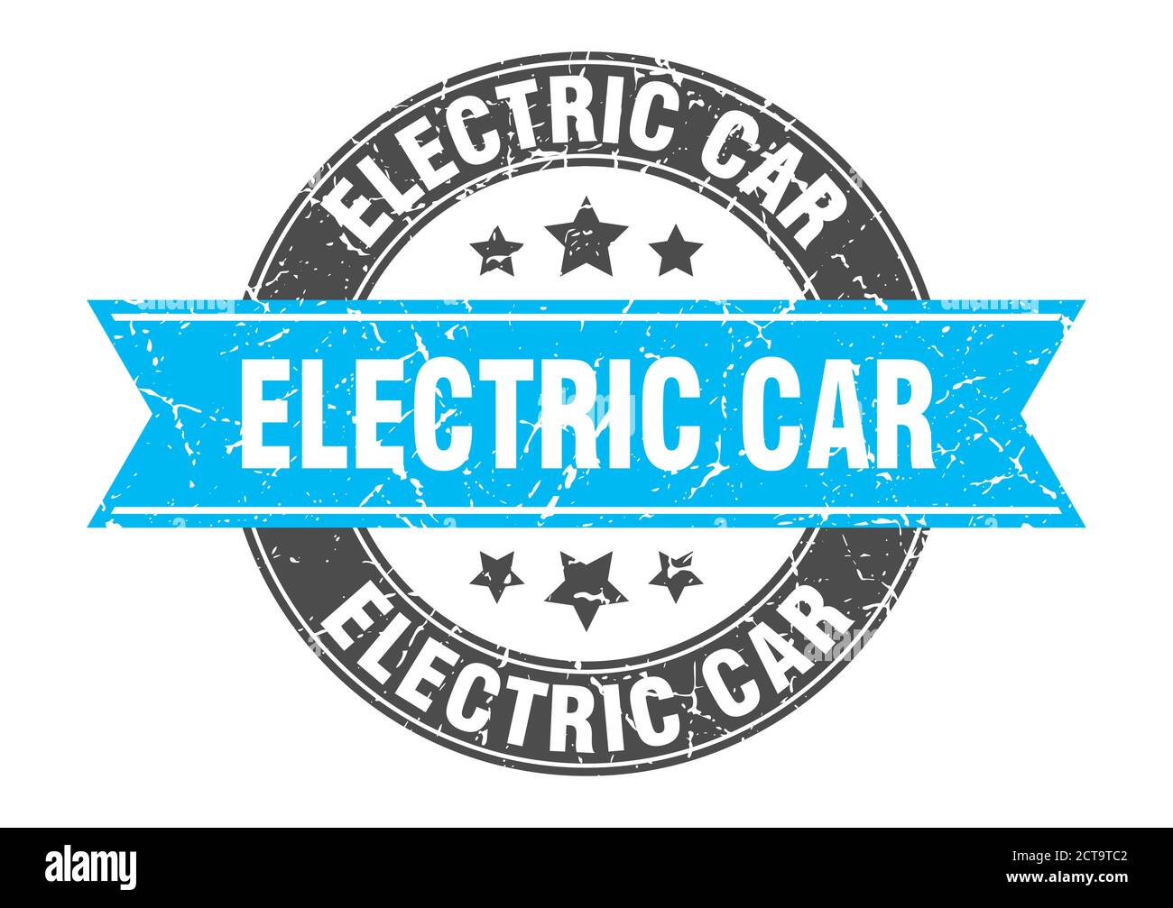 electric car round stamp with ribbon. sign. label Stock Vector Image ...