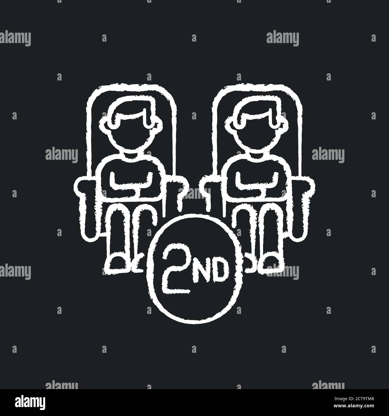 Second class seats chalk white icon on black background Stock Vector ...