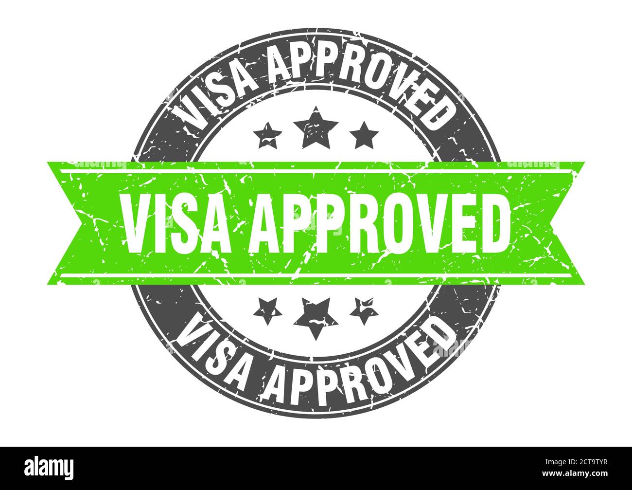 visa approved round stamp with ribbon. sign. label Stock Vector Image ...