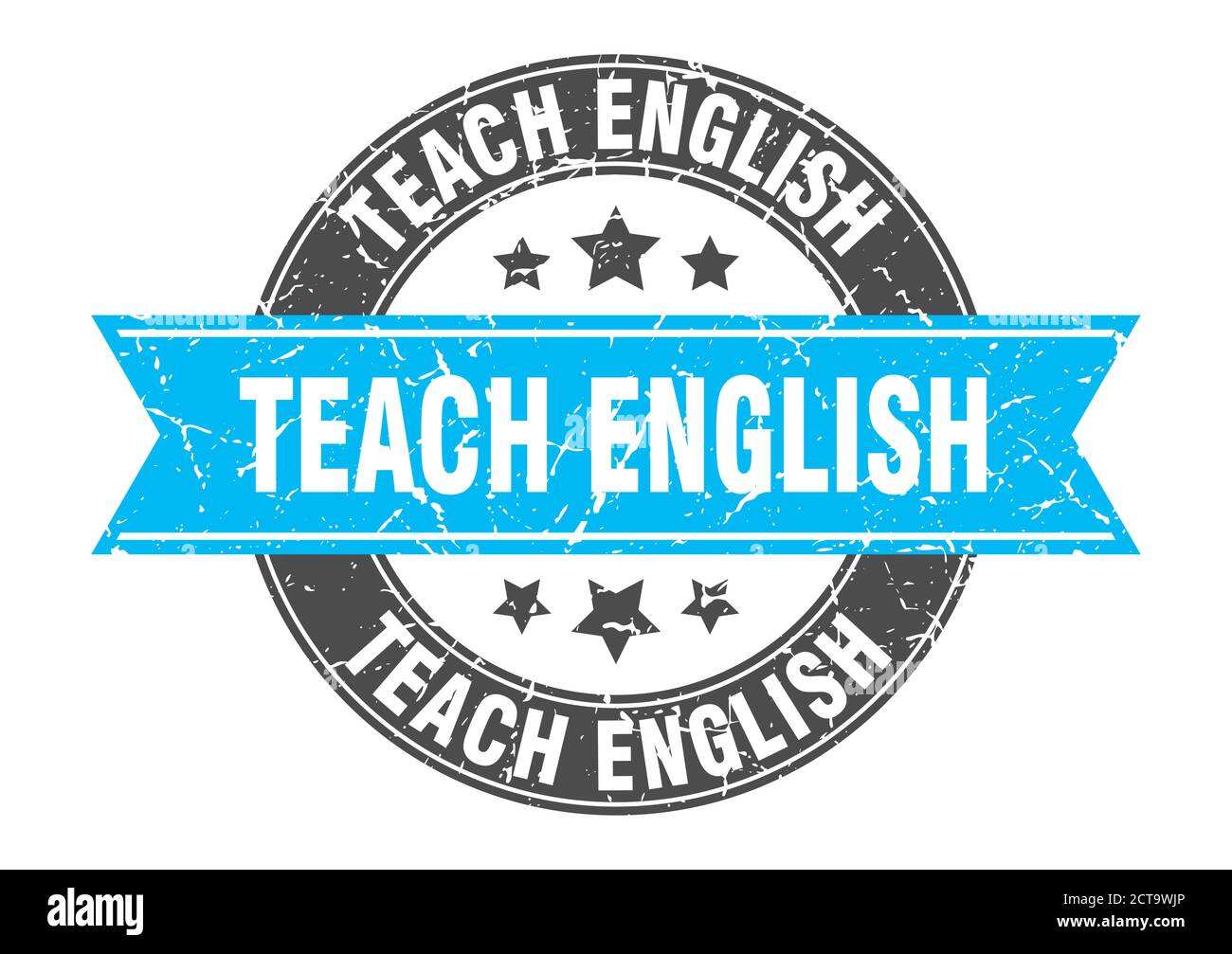 teach english round stamp with ribbon. sign. label Stock Vector Image ...