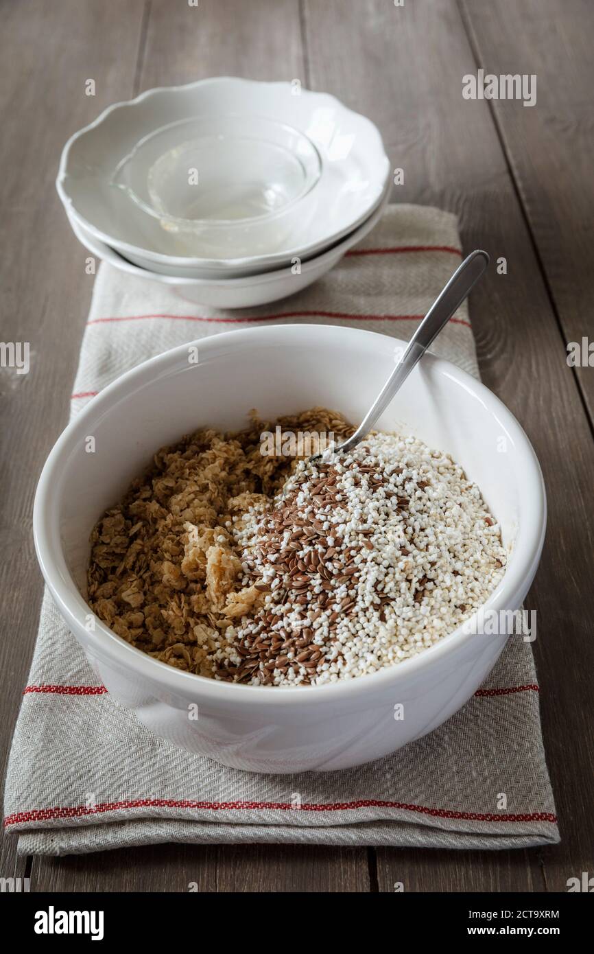 Preparing for baking flapjacks Stock Photo - Alamy