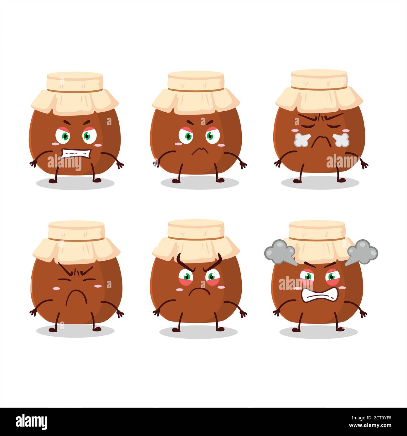 Brown honey jar cartoon character with various angry expressions Stock ...