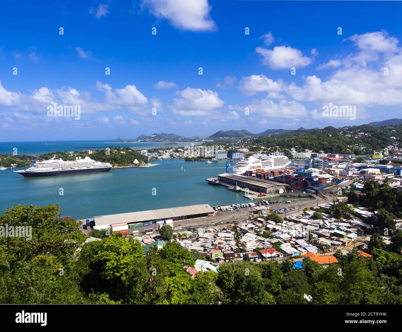 Caribbean, Lesser Antilles, Saint Lucia, Castries, cityscape and ...
