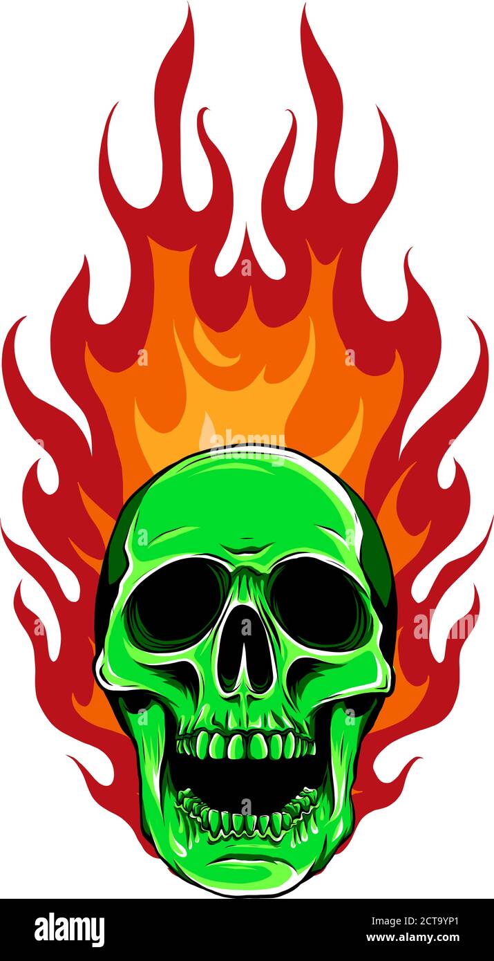 Skulls On Fire Green