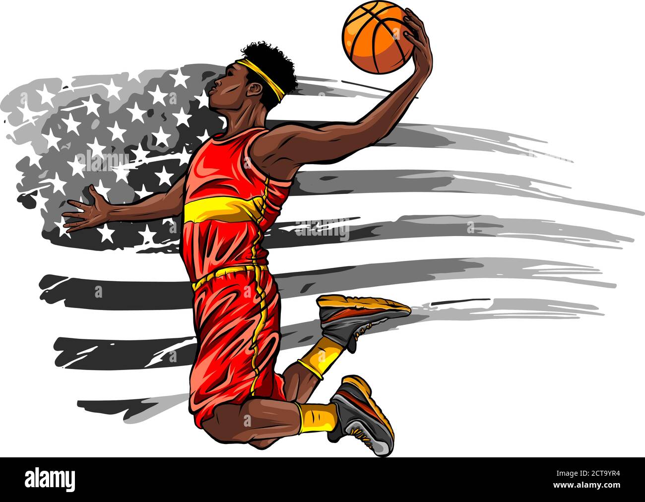American basketball player sports vector illustration art Stock Vector ...
