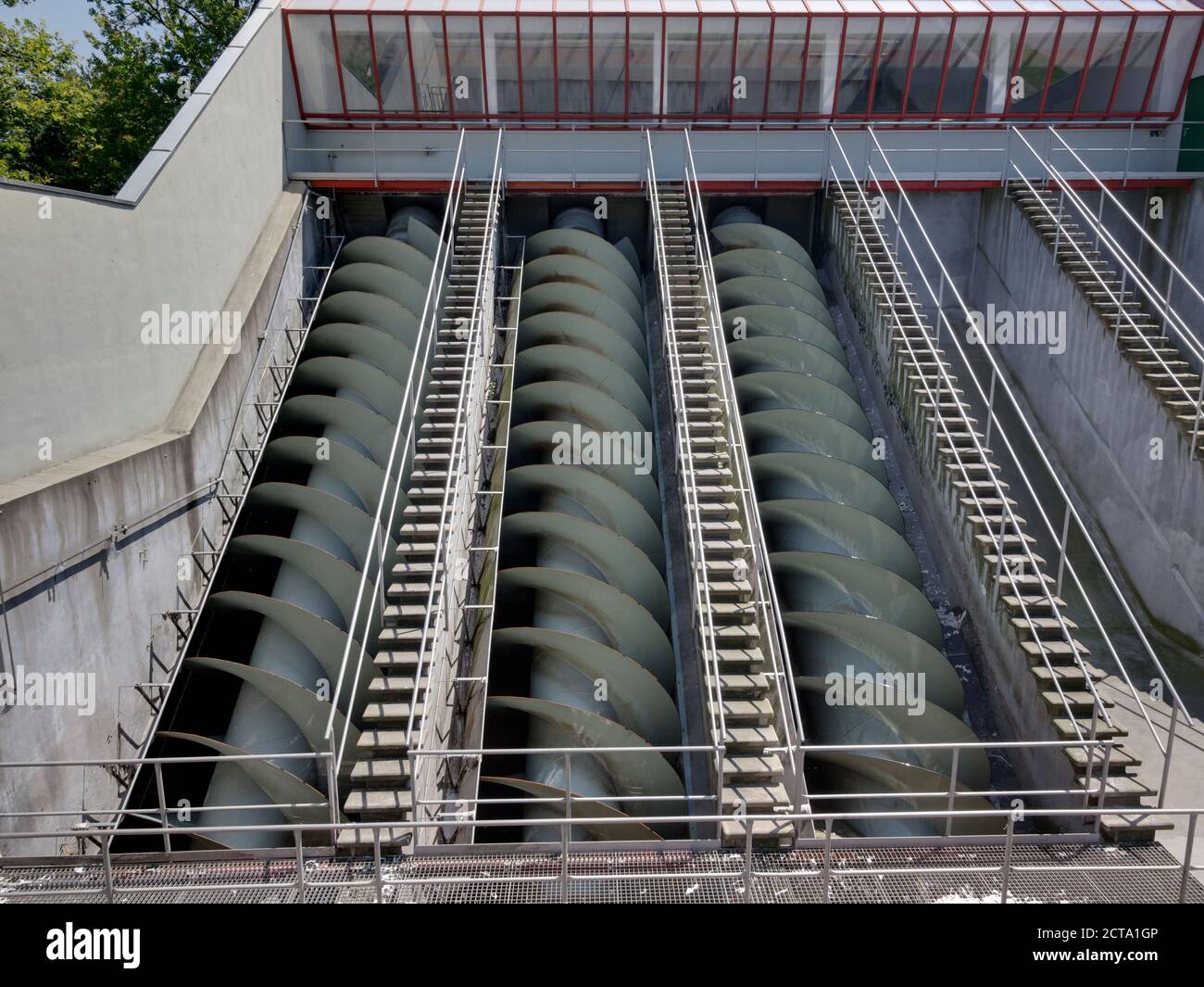 Germany, Baden-Wurttemberg, Water treatment plant, water lifting system ...