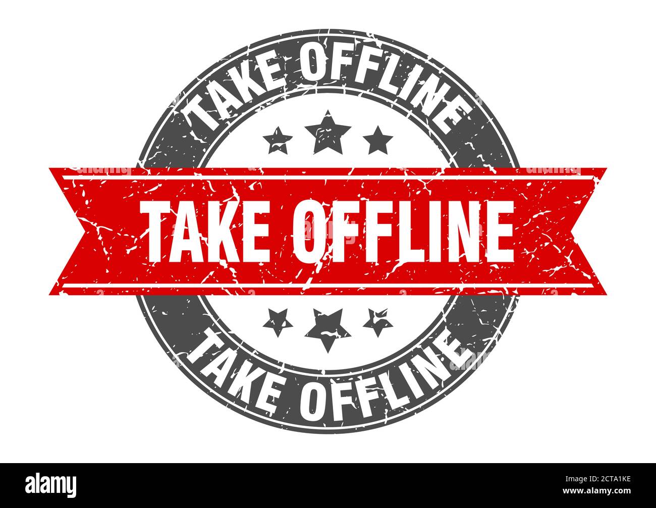 take offline round stamp with ribbon. sign. label Stock Vector Image ...