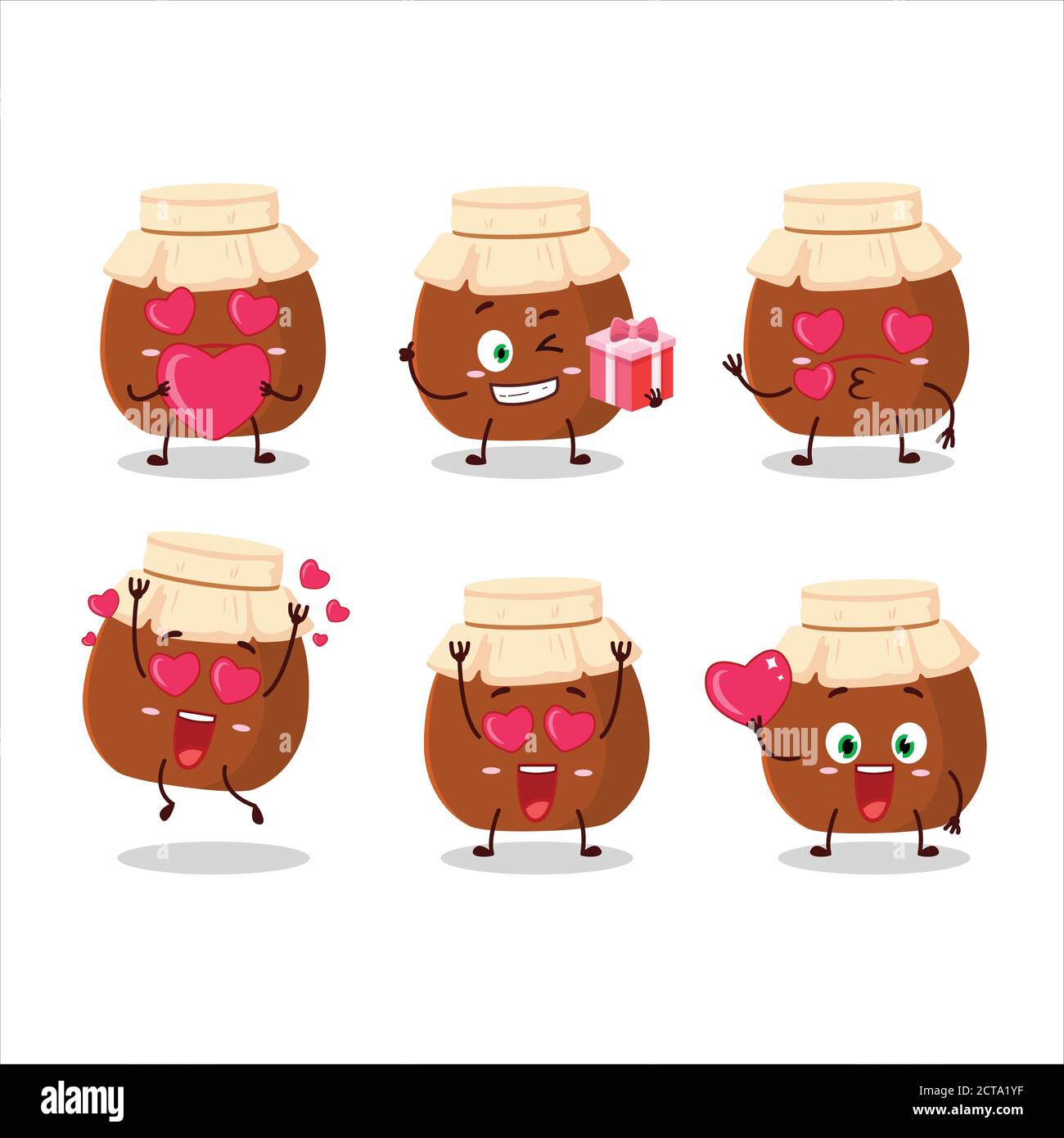 Brown honey jar cartoon character with love cute emoticon Stock Vector ...