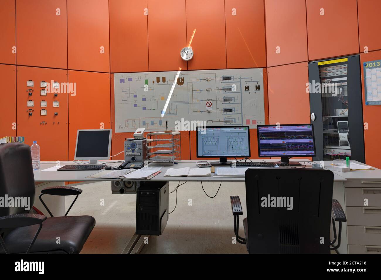 Germany, Baden Wuerttemberg, View of control center of water treatment ...