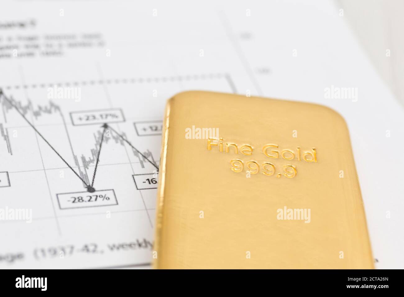Gold bar and financial newspaper Stock Photo - Alamy