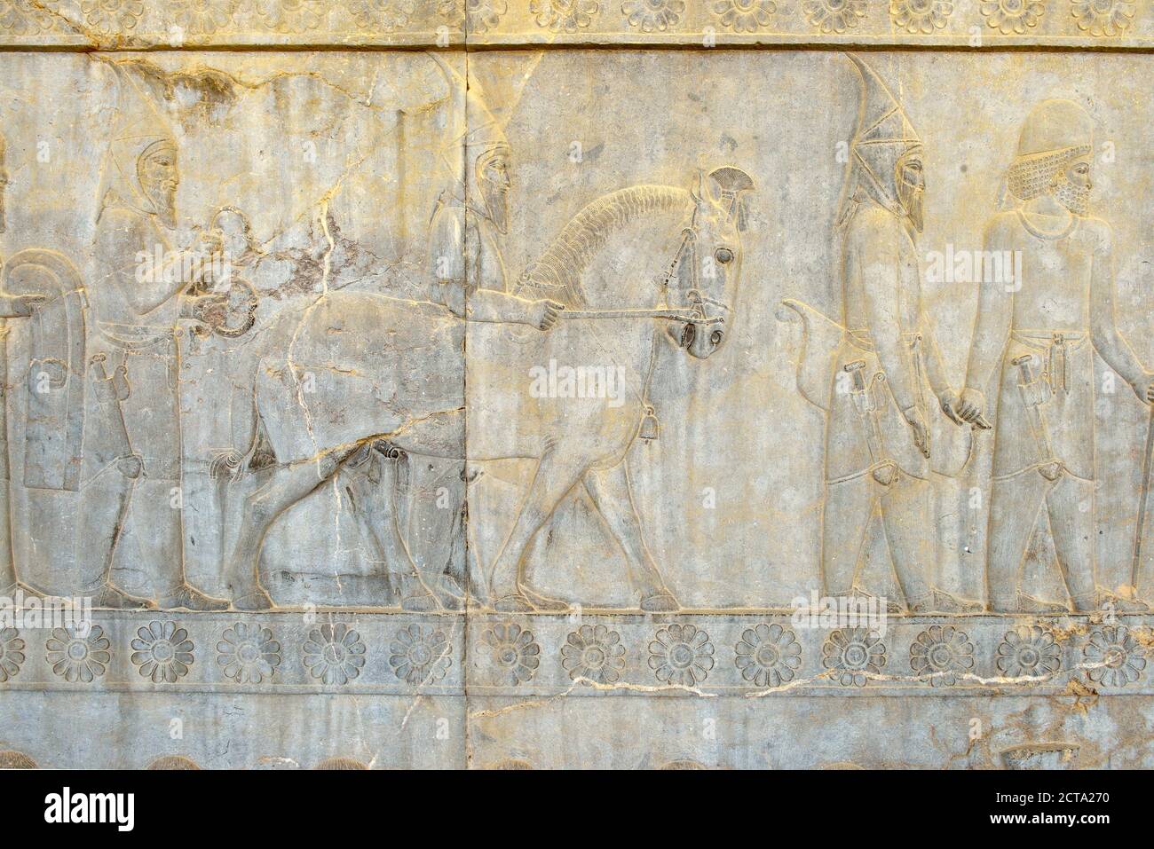 Iran, Achaemenid archeological site of Persepolis, Scythians offering a ...