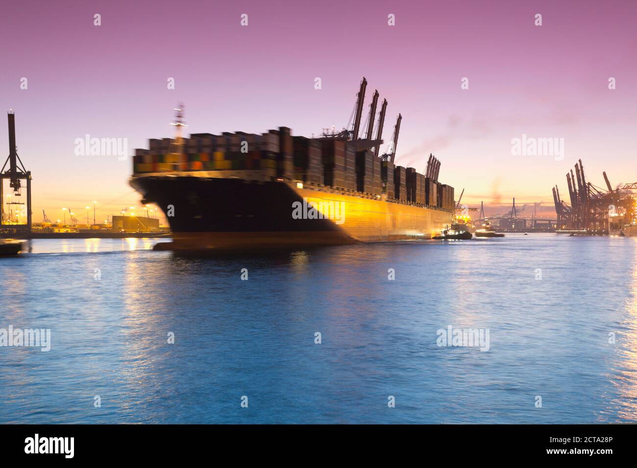 Germany, Hamburg, Parkhafen, harbour, Elbe, container ship Stock Photo ...