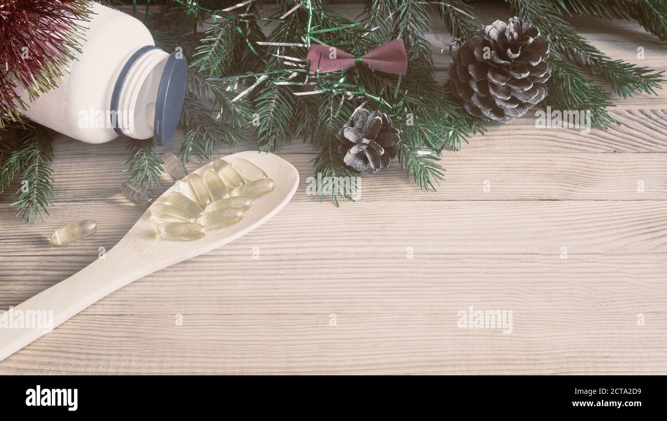 Christmas in medicine: pills and Christmas decorations Stock Photo - Alamy