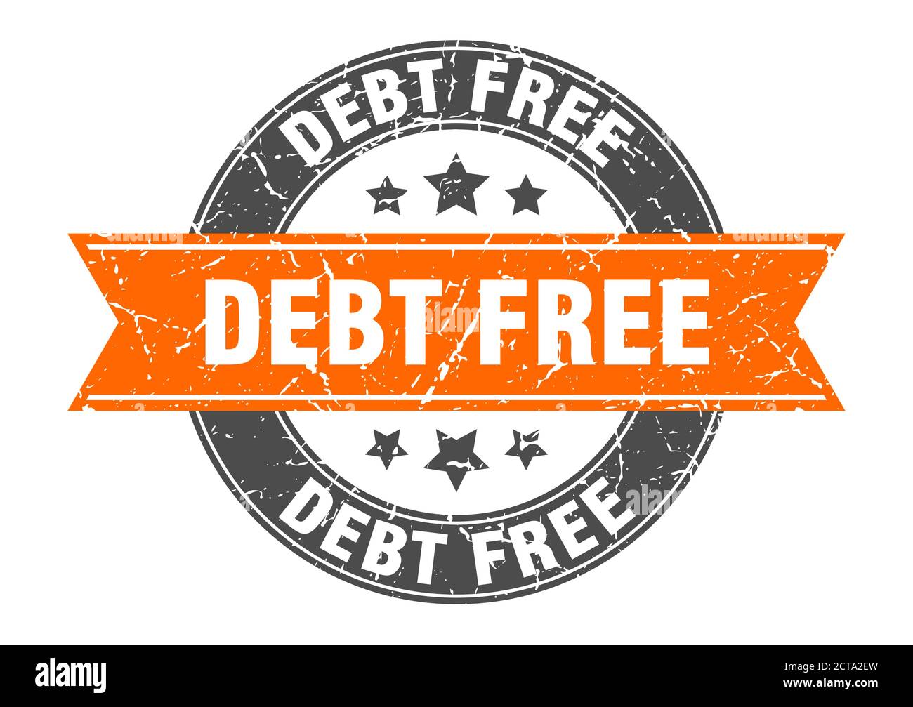 debt free round stamp with ribbon. sign. label Stock Vector Image & Art ...