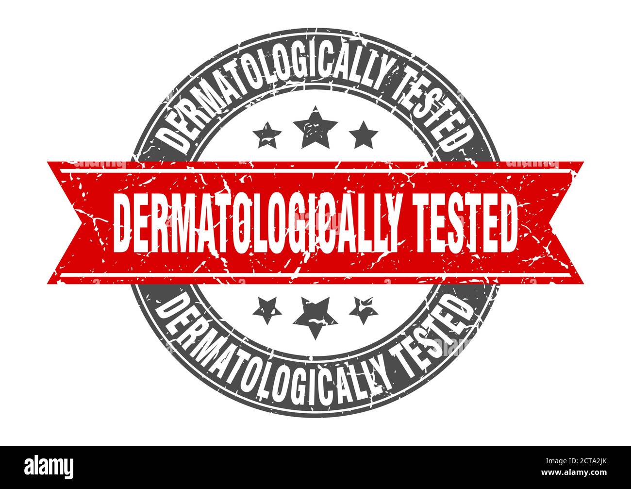 dermatologically tested round stamp with ribbon. sign. label Stock ...