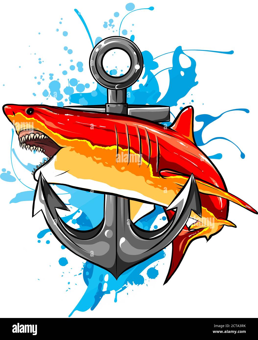 aggressive shark jump attack illustration. vector art Stock Vector ...