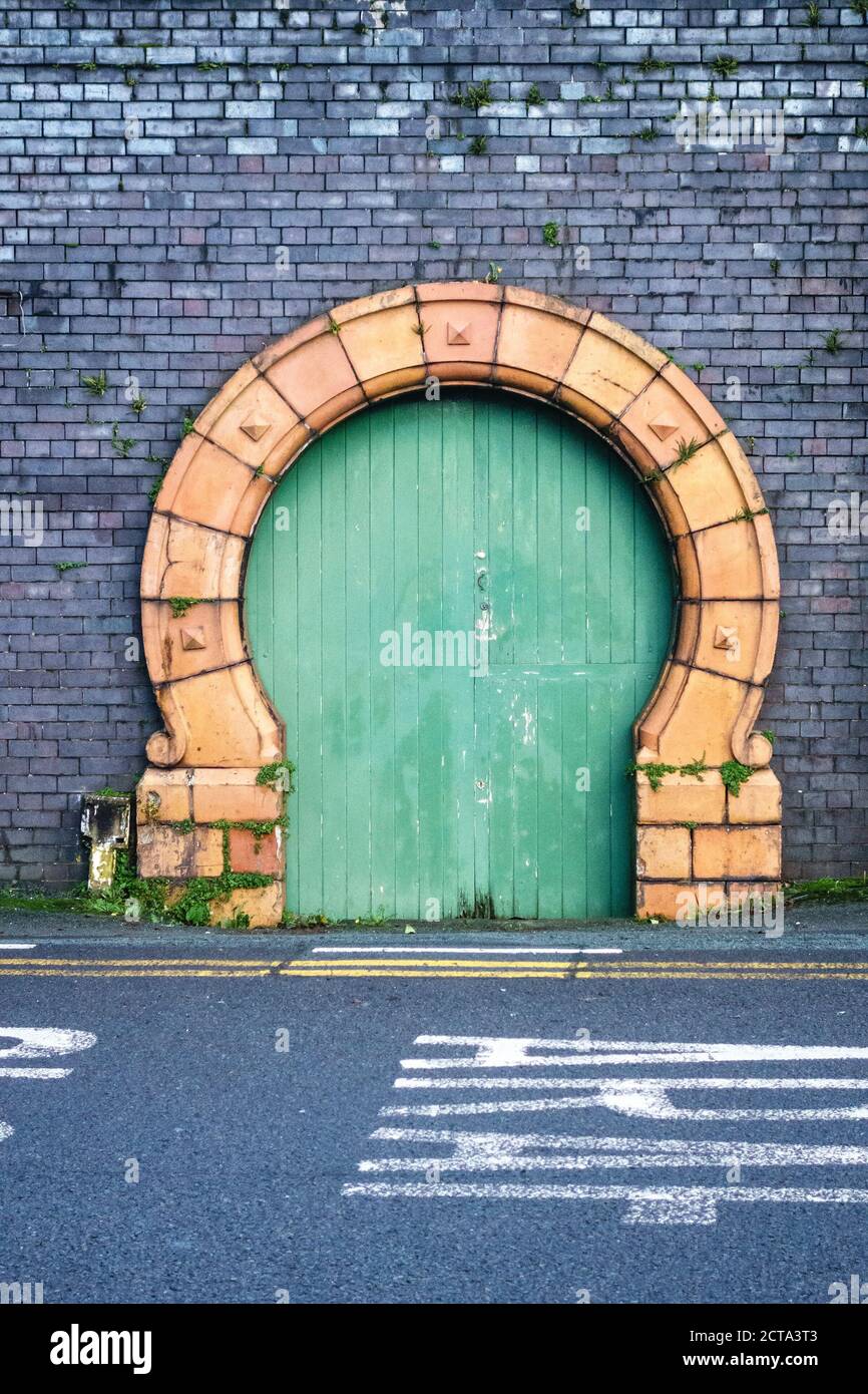 The Smithy, Machynlleth, Powys, Wales, UK. The horseshoe shaped ...
