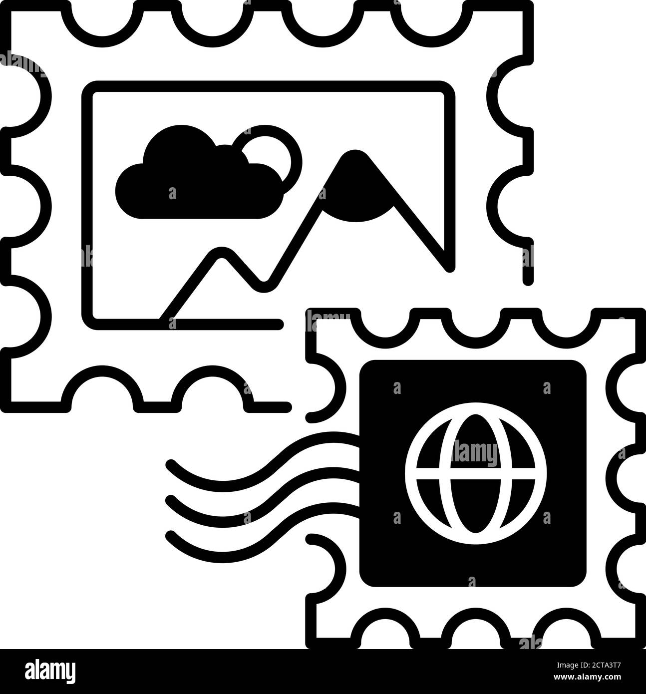 Postage stamps black linear icon Stock Vector Image & Art - Alamy