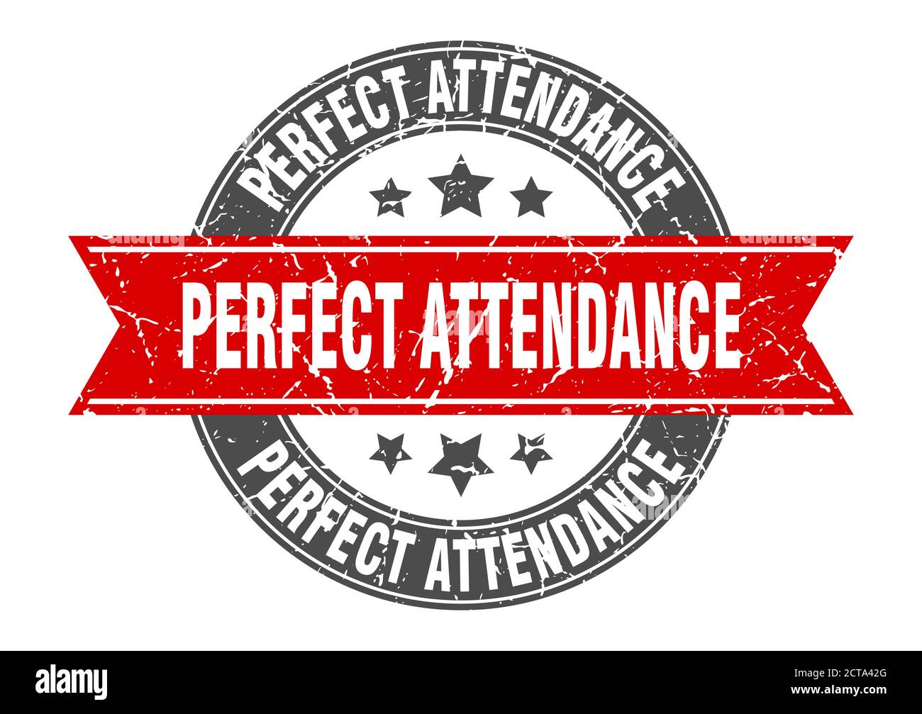 perfect attendance round stamp with ribbon. sign. label Stock Vector ...