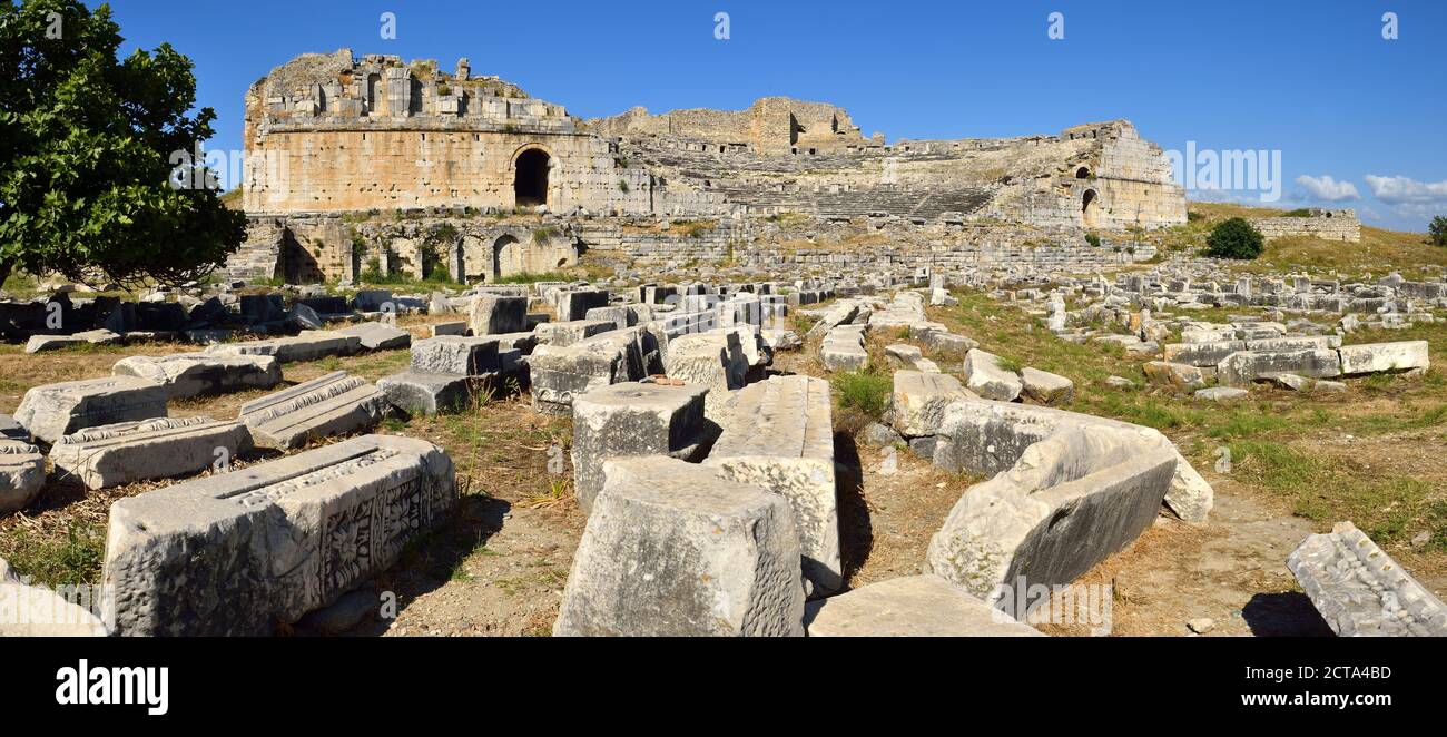 Turkey, Aydin Province, Caria, antique roman theater, archaeological ...