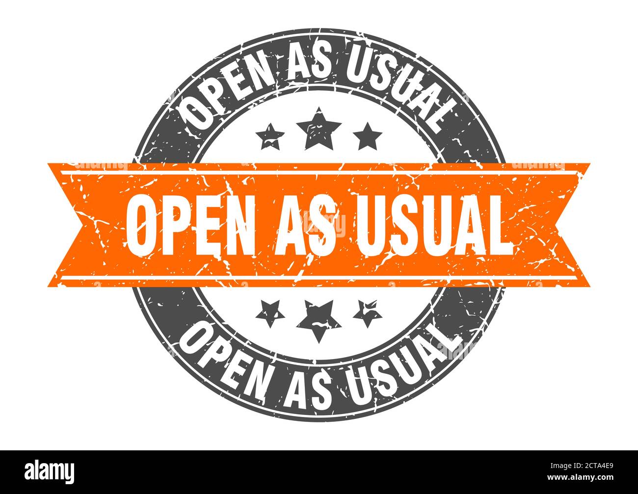 open as usual round stamp with ribbon. sign. label Stock Vector Image ...