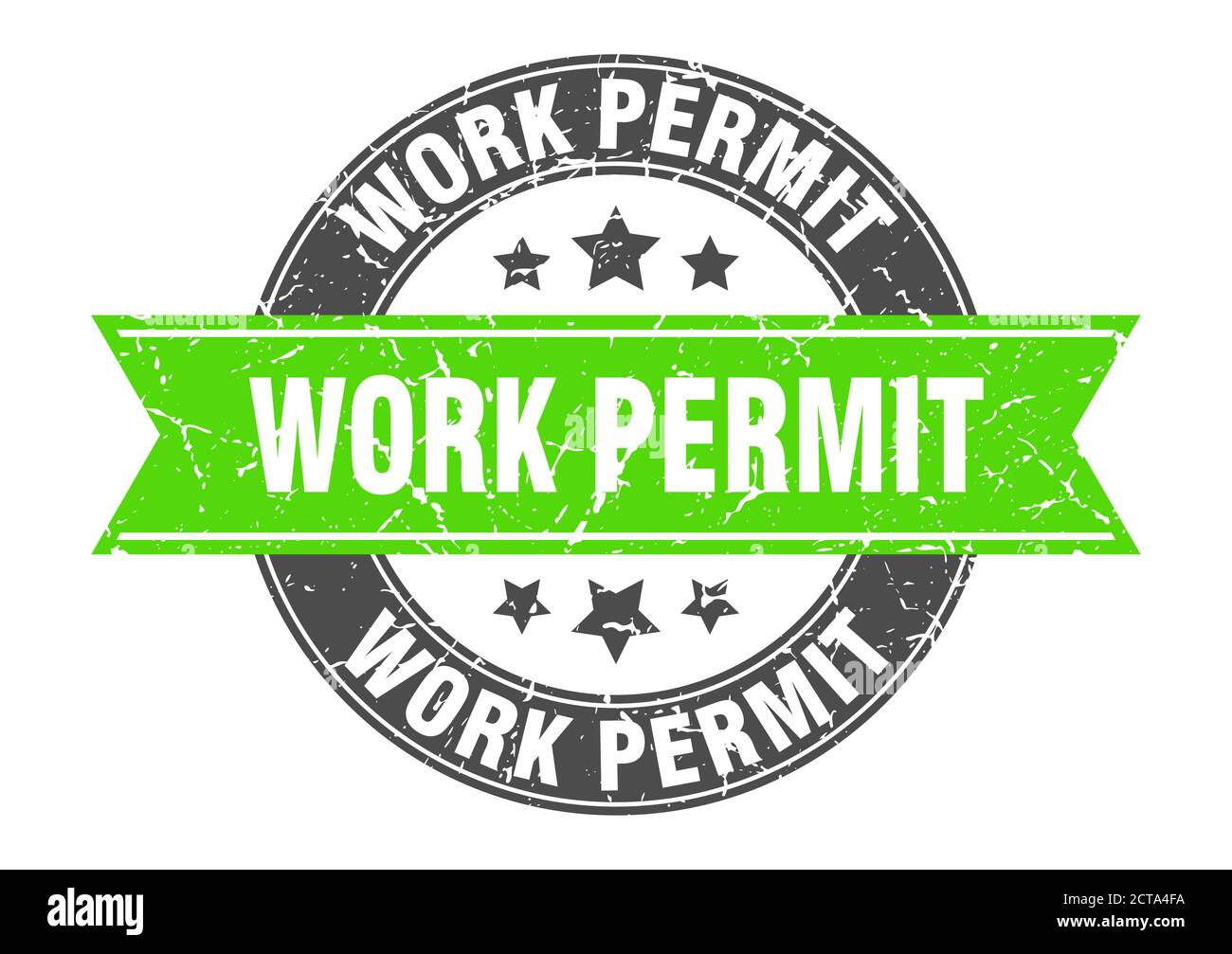 work permit round stamp with ribbon. sign. label Stock Vector Image ...