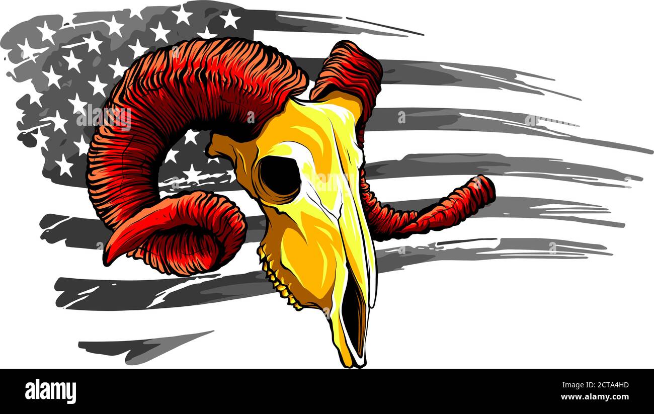 Goat Head Illustration with america flag vector illustration Stock ...